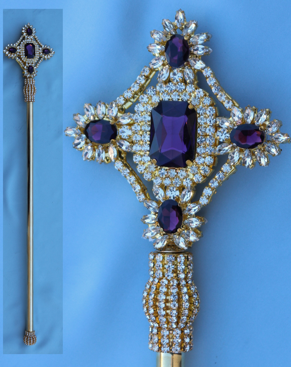 Imperial Rhinestone Gold Purple Scepter – CrownDesigners