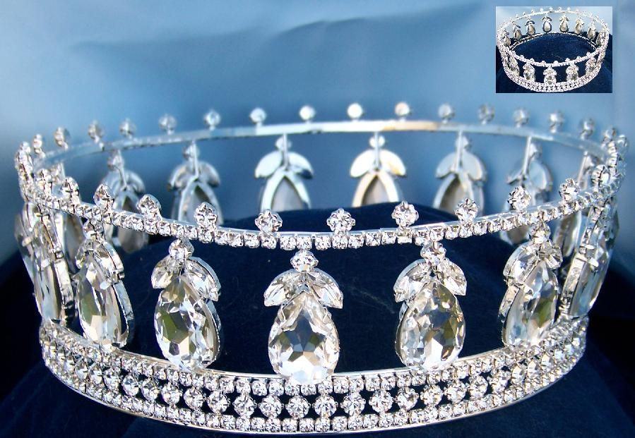 Full Beauty Pageant Queen Princess Bridal rhinestone crown tiara The M ...