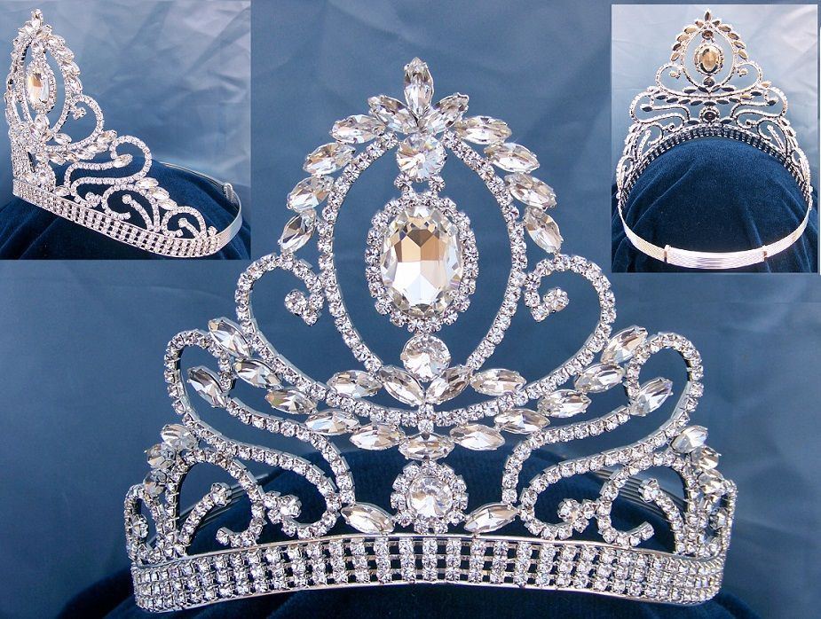 Crystal Princess Contoured Silver Rhinestone Crown Tiara – CrownDesigners