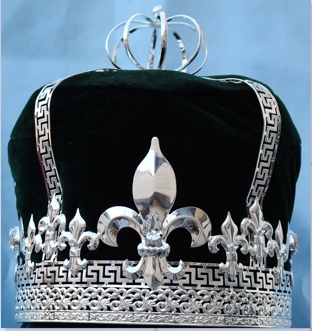 Imperial State Men's King Rhinestone Silver and Green Crown ...