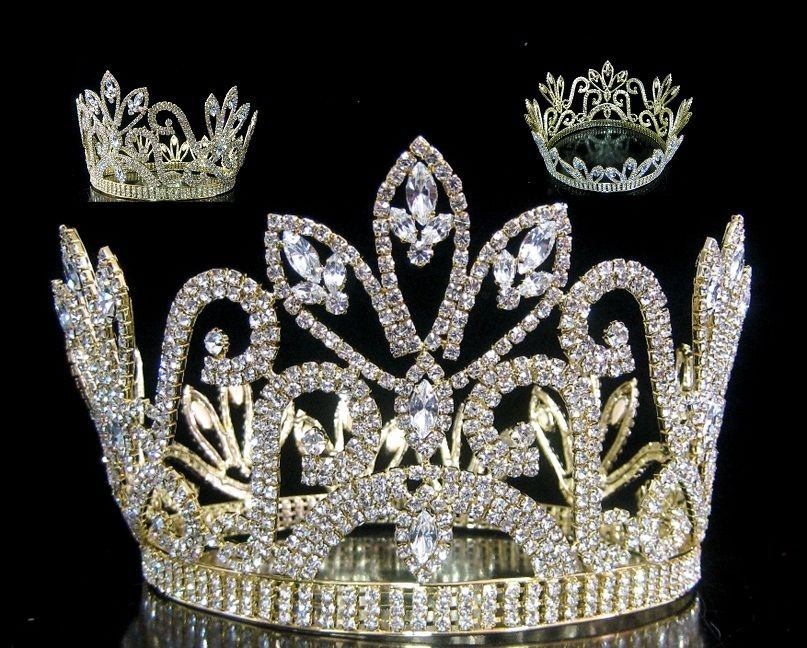 Mariola Rhinestone Beauty Full Round Gold Pageant Crown – CrownDesigners