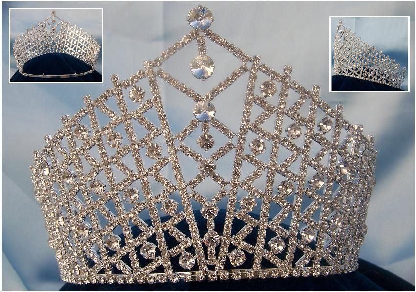 Miss Beauty Pageant Queen Rhinestone Silver Adjustable Crown Tiara ...