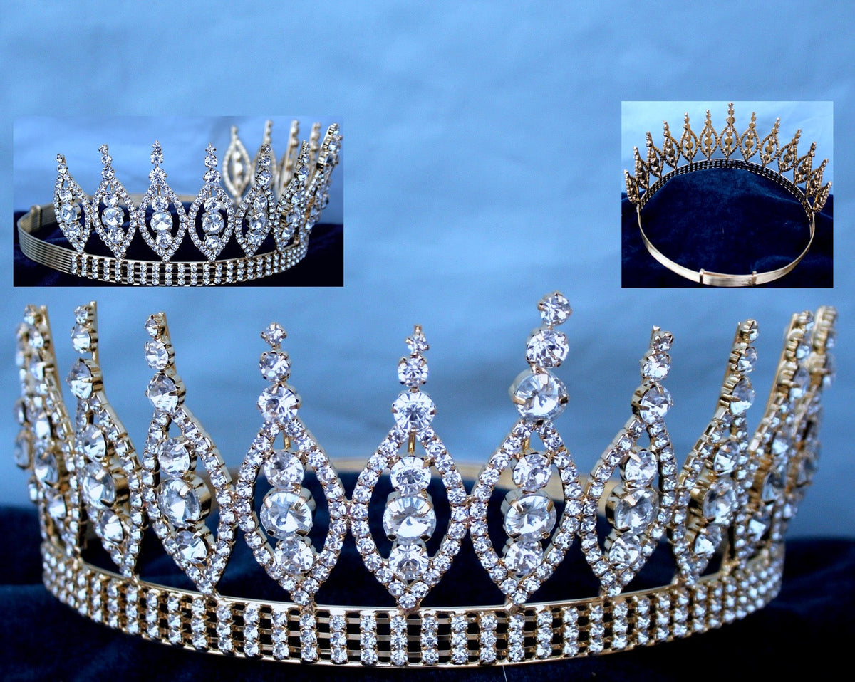 Queen of The Seven Seas Rhinestone beauty Pageant Gold Crown ...